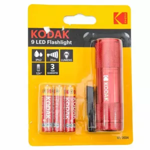 Kodak 9 Led Flashlight with 3 Batteries- Red